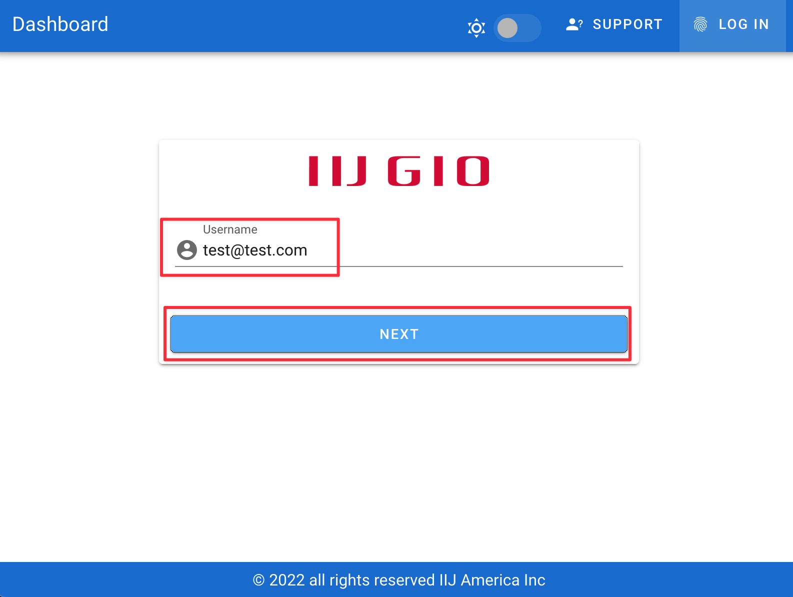 Reset Dashboard User Password – IIJ America Inc